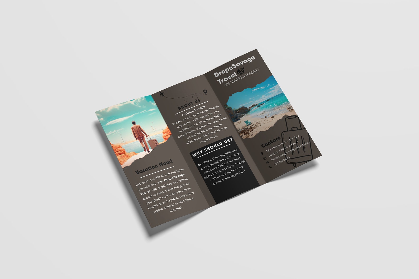 Travel Brochure Template, Double-sided Trifold Brochure, Indesign ...