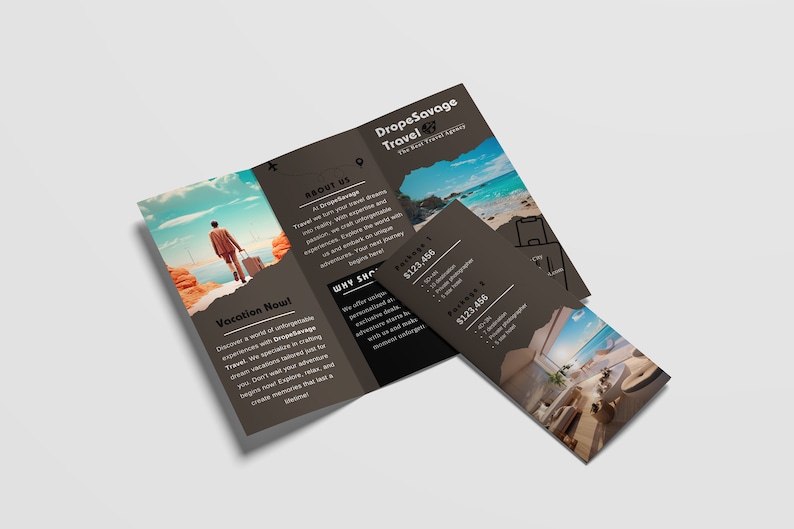Editable Trifold Brochure Template / Travel Agency Brochure - Etsy