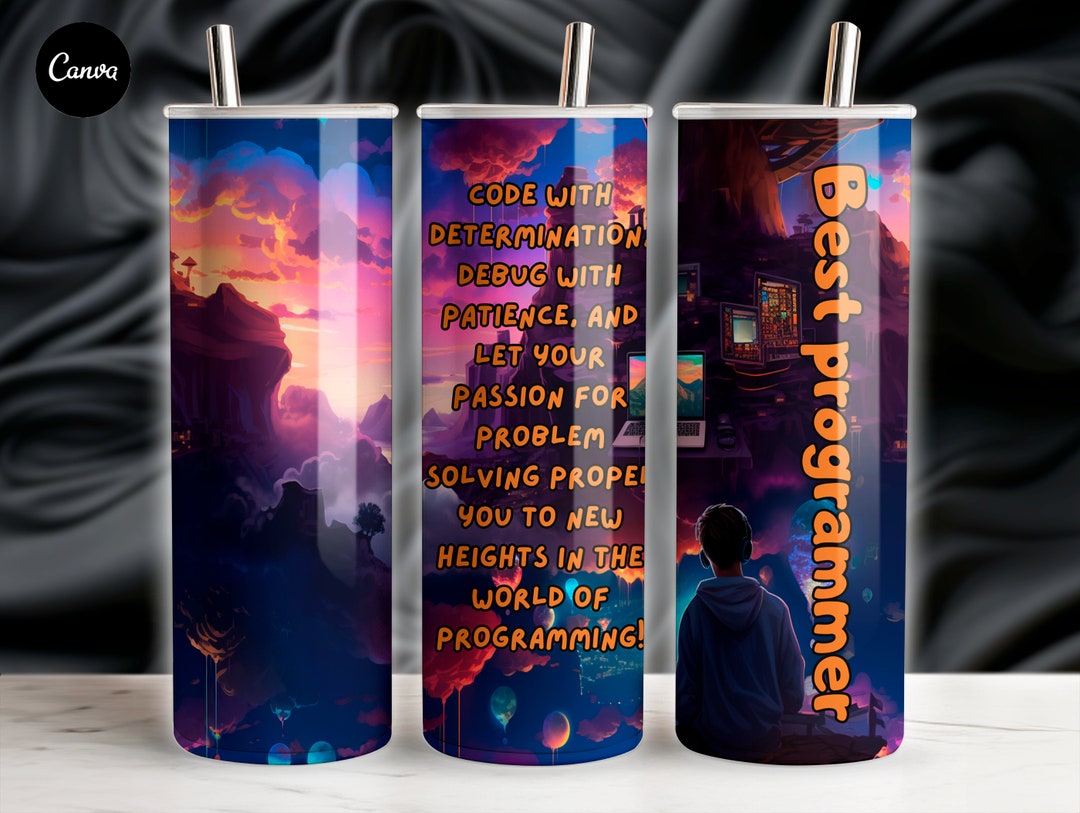 Editable Programmer Gift in Canva Tumbler Wrap, 20 Oz Tumbler Wrap ...
