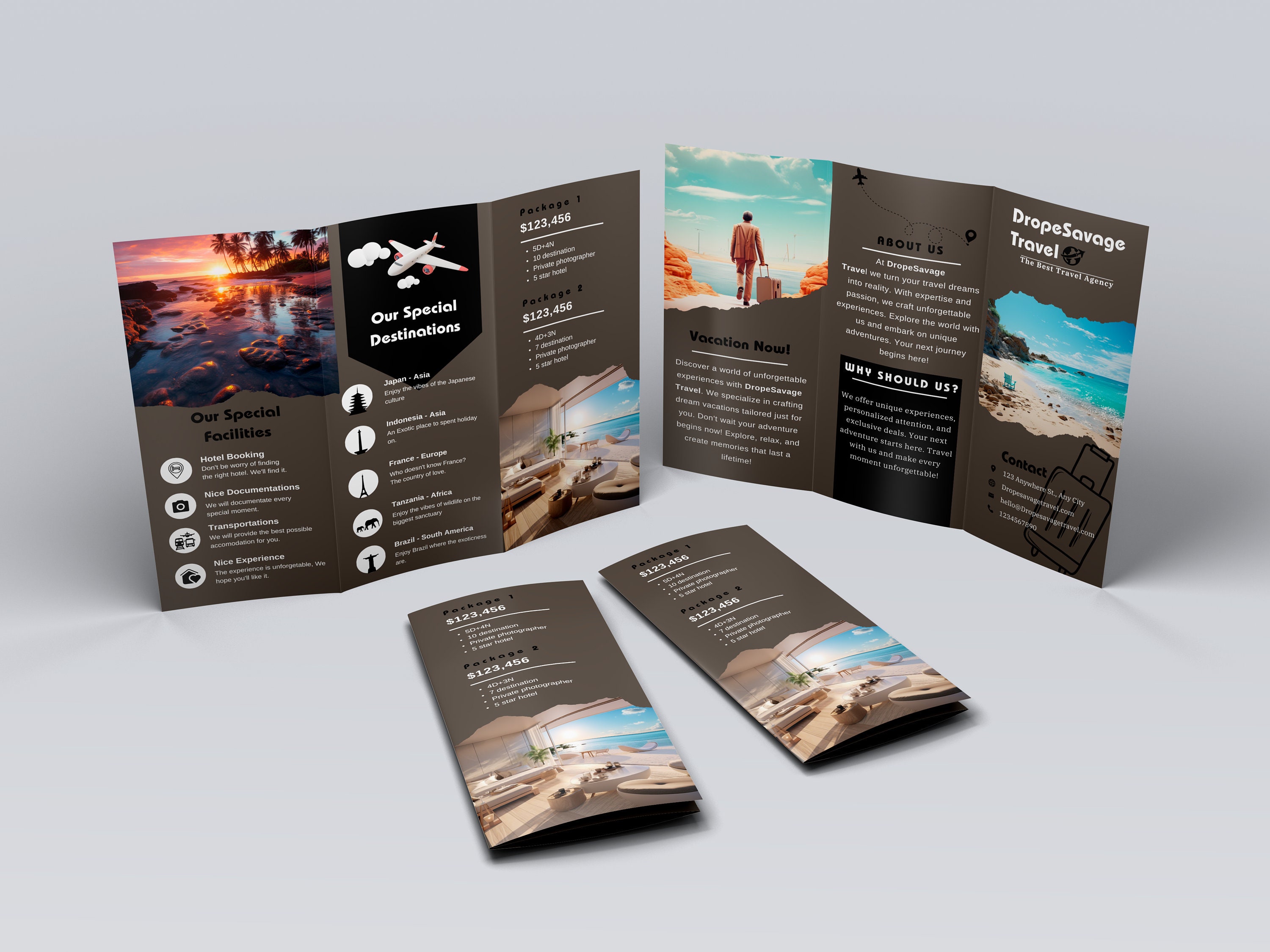 Editable Trifold Brochure Template / Travel Agency Brochure - Etsy