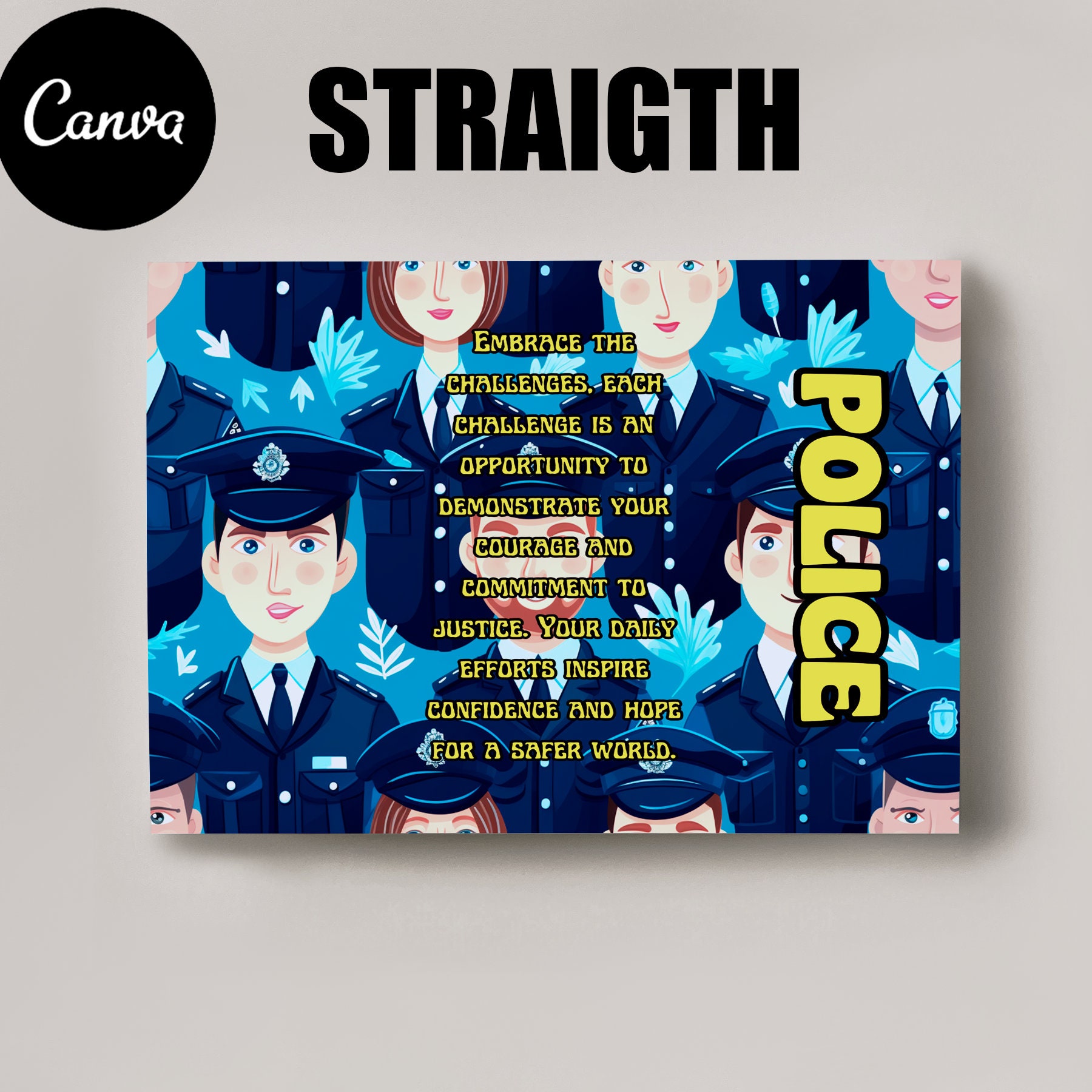 Editable Gift for Police Officer in Canva Tumbler Wrap, 20 Oz Tumbler ...