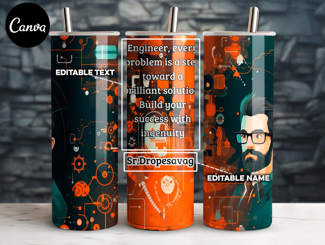 Editable Engineer Tumbler Wrap Design on Canva / Sublimation Designs ...