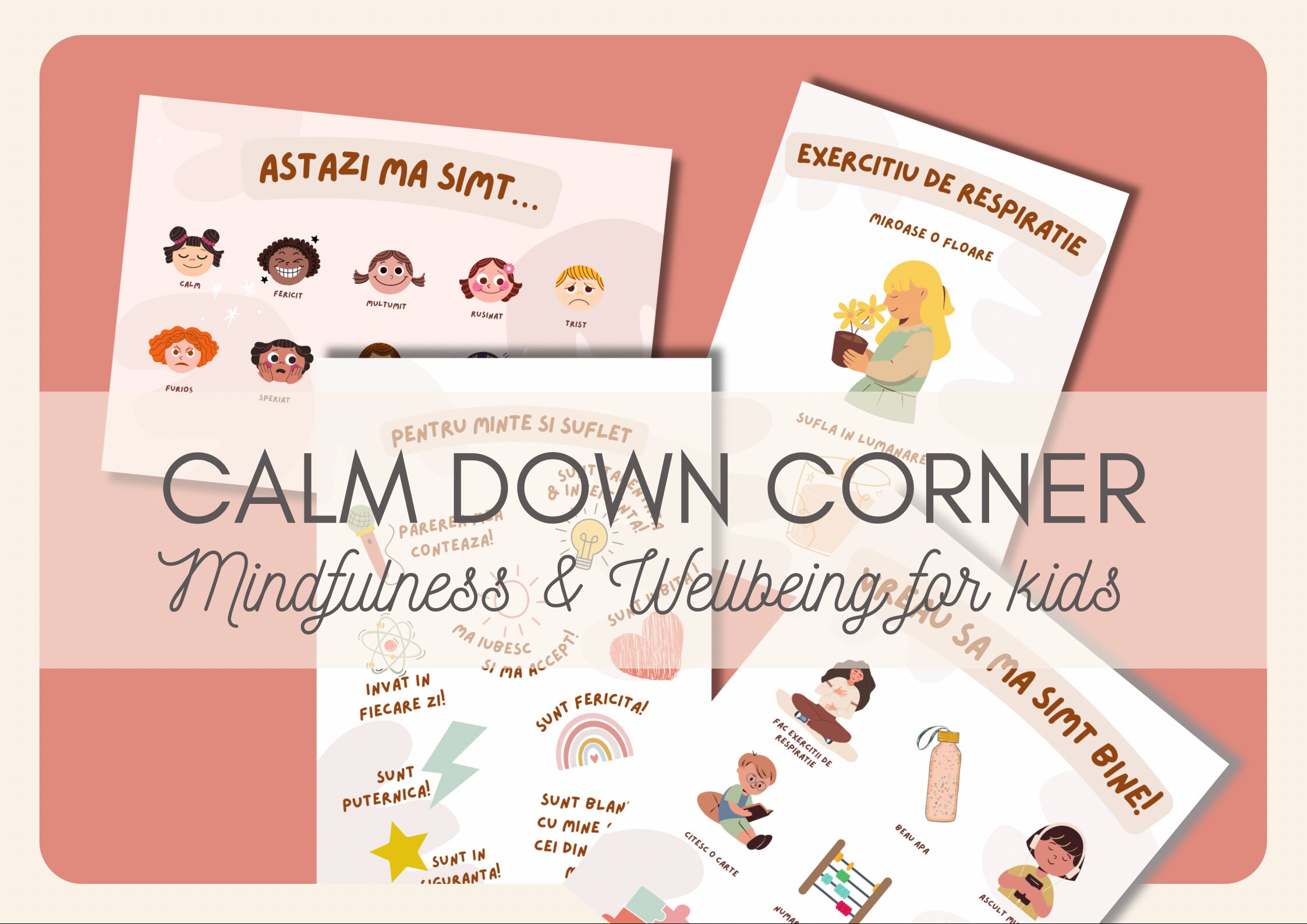 ROMANIAN VERSION: Calm Down Corner Posters Printable, Calming Corner ...