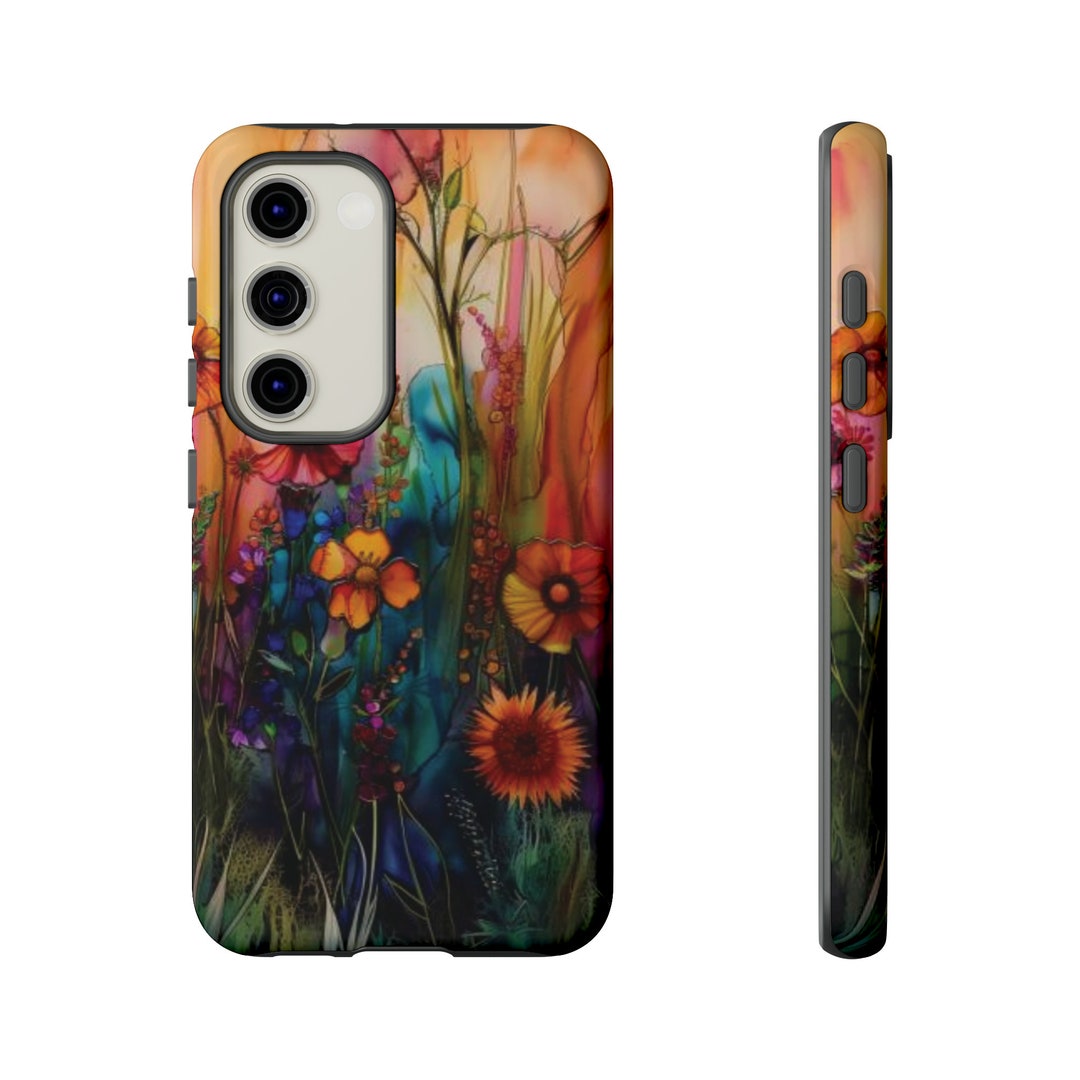 Alcohol Ink Looking Phone Case, Flower Phone Case, Foral Case, Wildflower Phone Case, Floral Ink ...