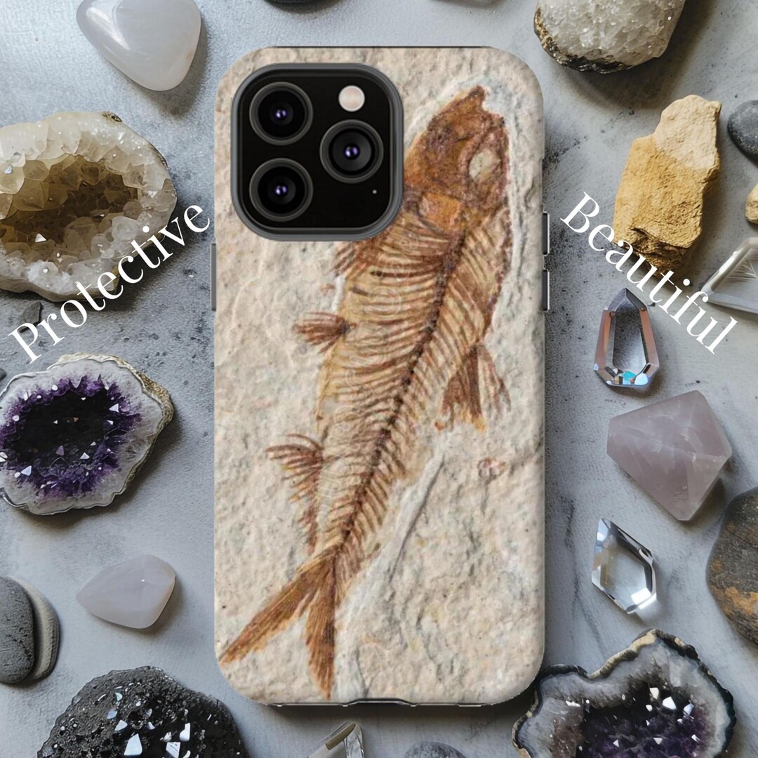 Phone Case, Prehistoric Fish Fossil Design, Durable Cover, Protective ...