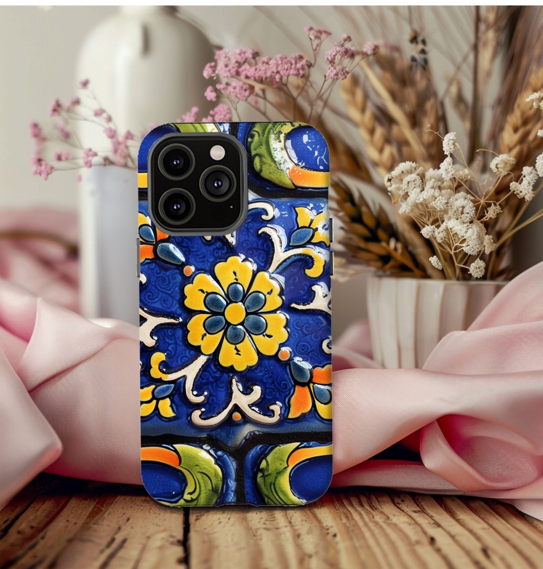 Floral Mexican Tile Phone Case, Faux Tile Phone Case, Mexican Tile ...