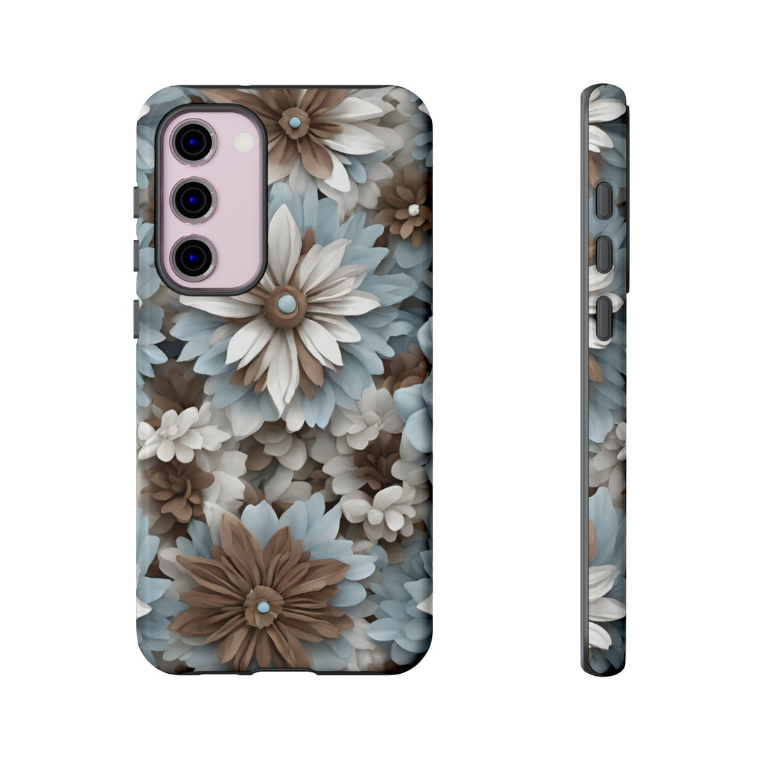 Boho Flower Phone Case, 3D Bohemian Foral Phone Case, Iphone, Samsung, Floral Phone Case, Blue ...