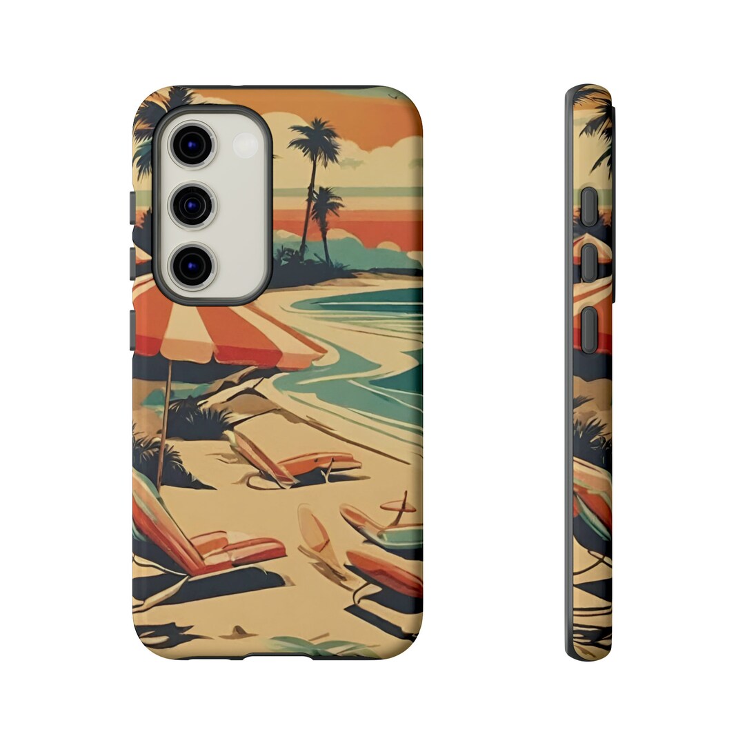 Retro Beach Themed Phone Case, Retro Beach Phone Case, Vintage Beach ...