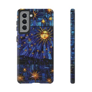 Sun Phone Case, Celestial Stained Glass Phone Case, Stars Phone Case ...