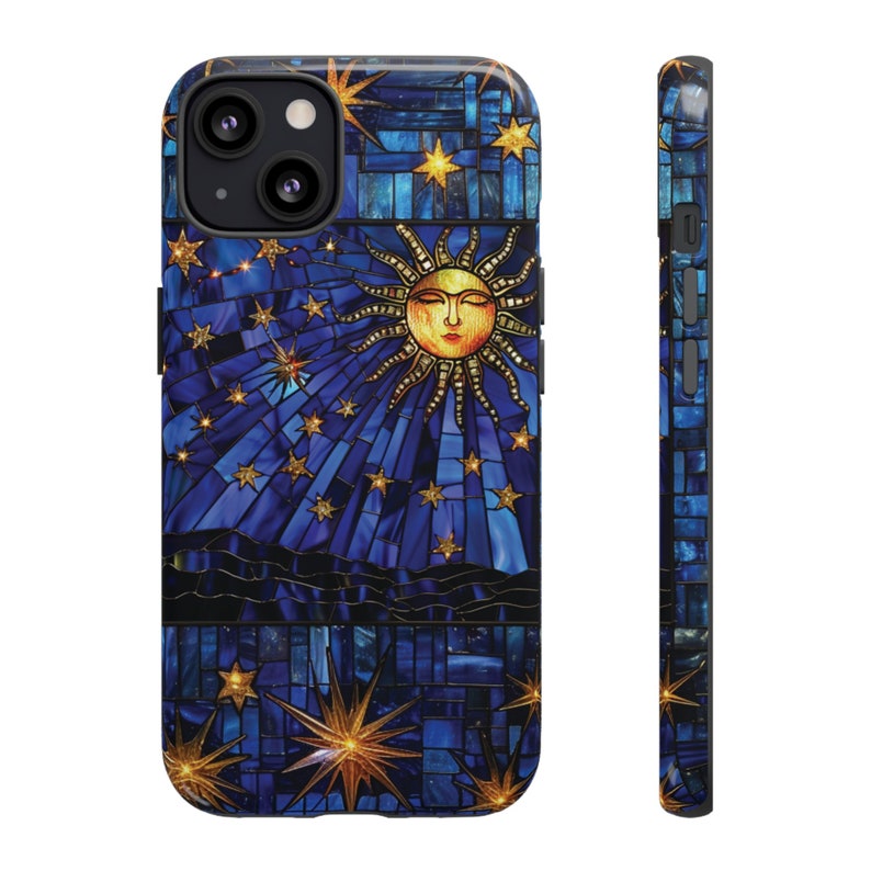 Sun Phone Case, Celestial Stained Glass Phone Case, Stars Phone Case ...