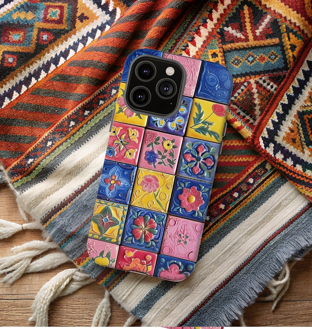 Floral Mexican Tile Phone Case, Faux Tile Phone Case, Mexican Tile ...