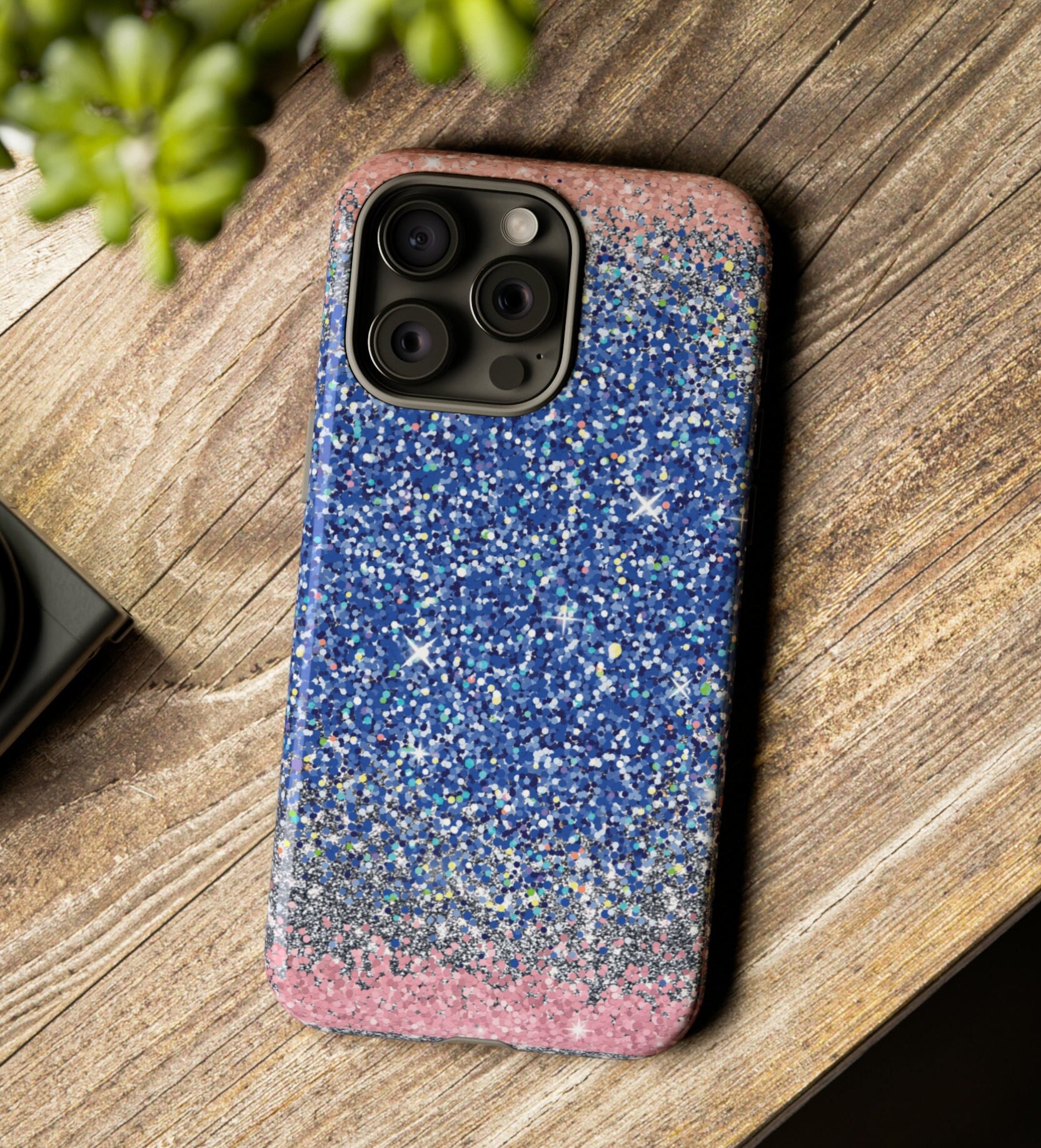 Blue Silver and Pink Glitter Case, Glittery Phone Case, Bling Case ...