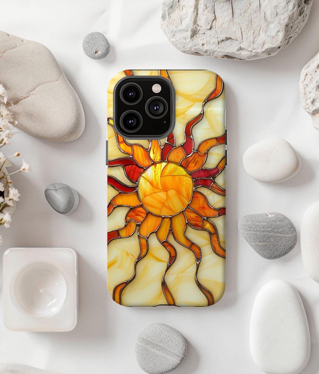 Sun Phone Case, Celestial Stained Glass Phone Case, Stars Phone Case ...