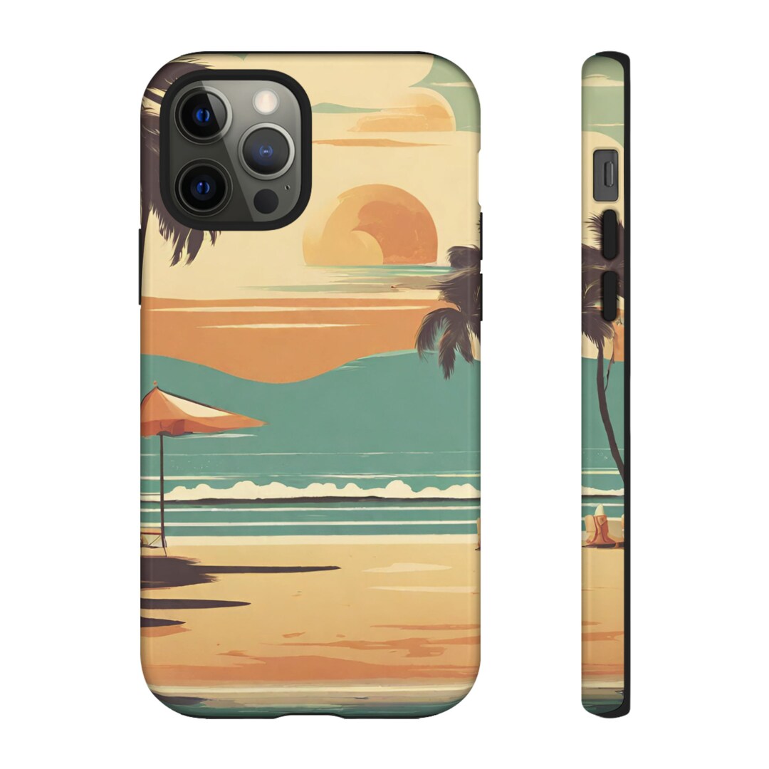 Retro Beach Themed Phone Case, Retro Beach Phone Case, Vintage Beach ...