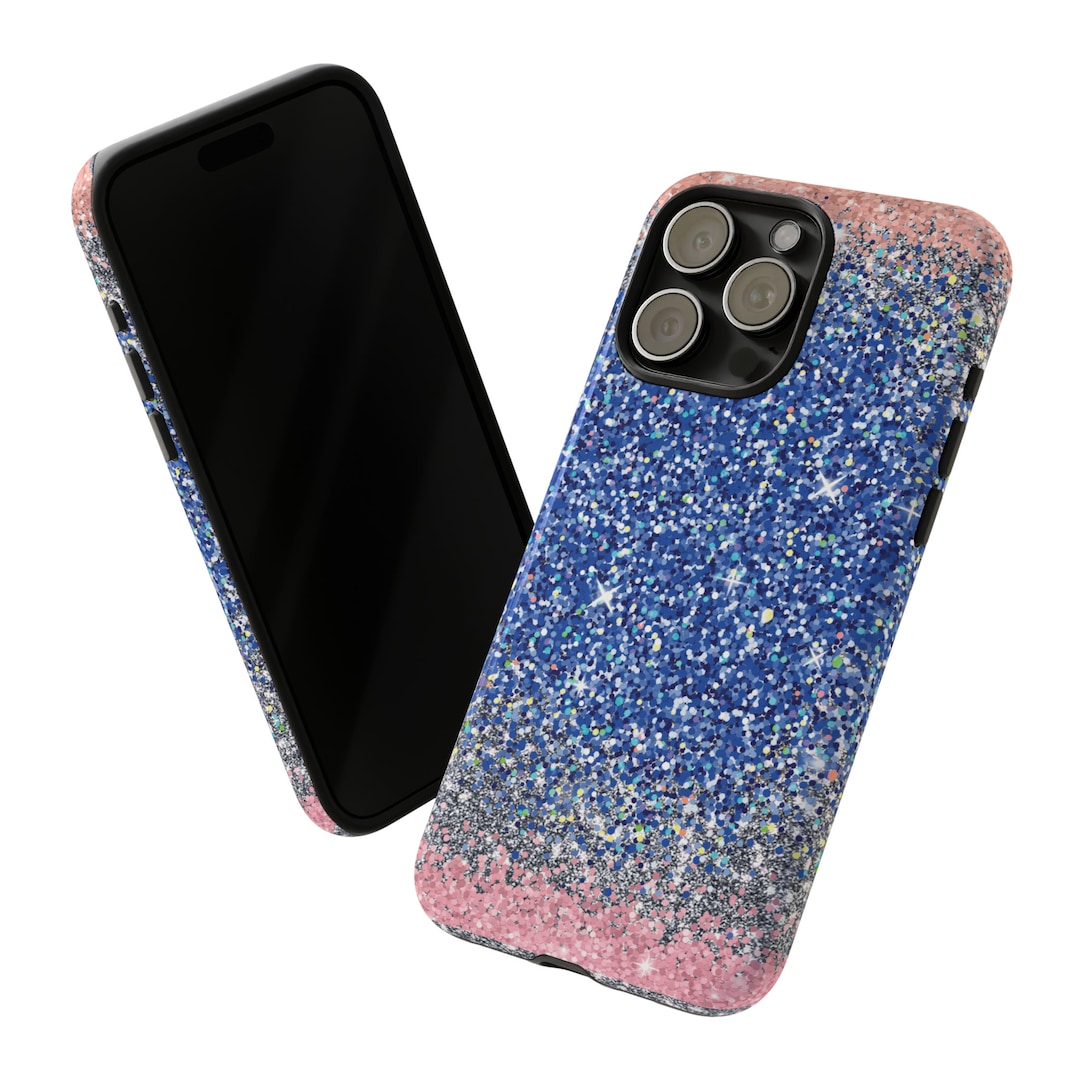 Blue Silver and Pink Glitter Case, Glittery Phone Case, Bling Case ...