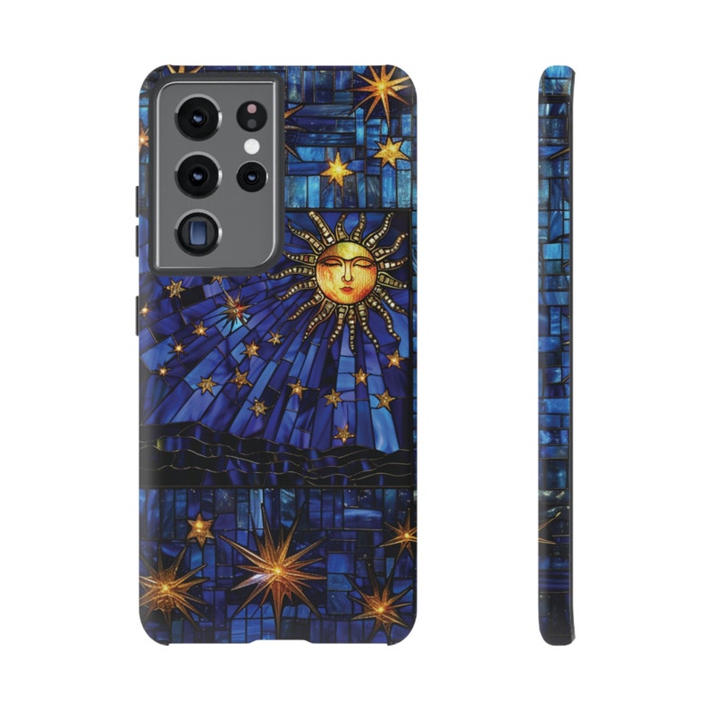 Sun Phone Case, Celestial Stained Glass Phone Case, Stars Phone Case ...