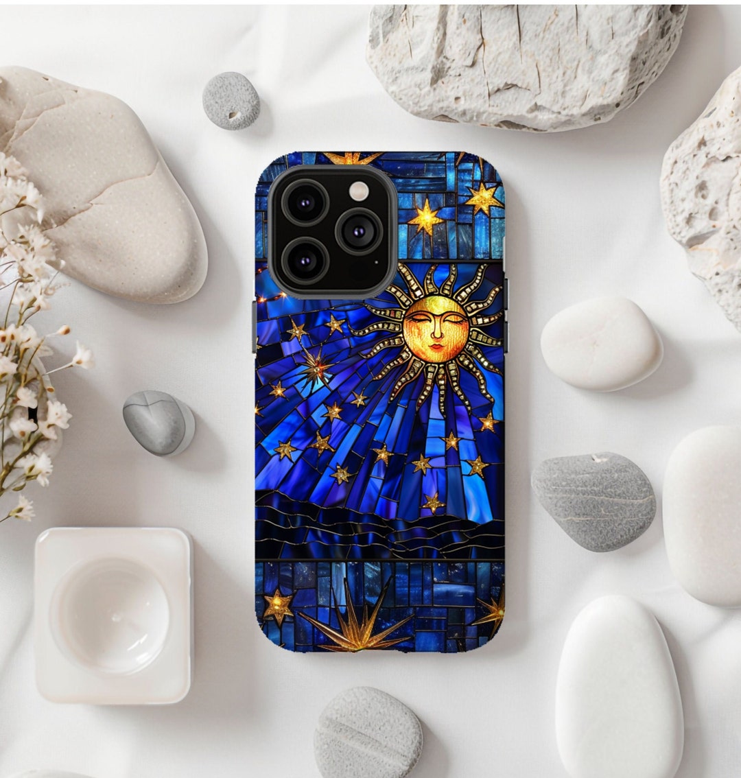 Sun Phone Case, Celestial Stained Glass Phone Case, Stars Phone Case ...
