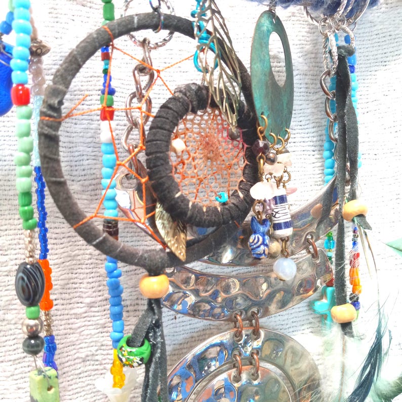 Dream Catcher Wind Chime With Feathers Beads. Native American Indian ...