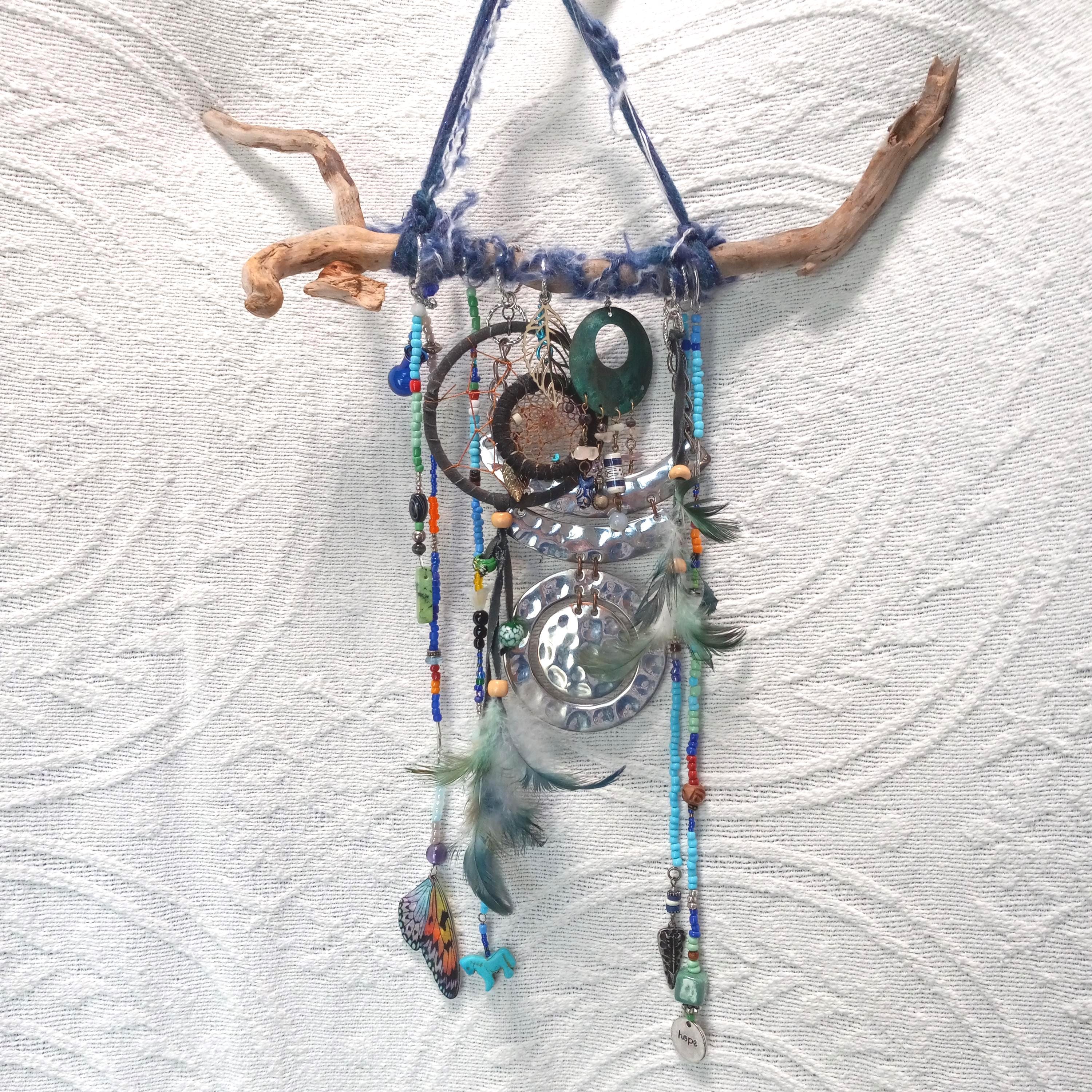 Dream Catcher Wind Chime With Feathers Beads. Native American Indian ...