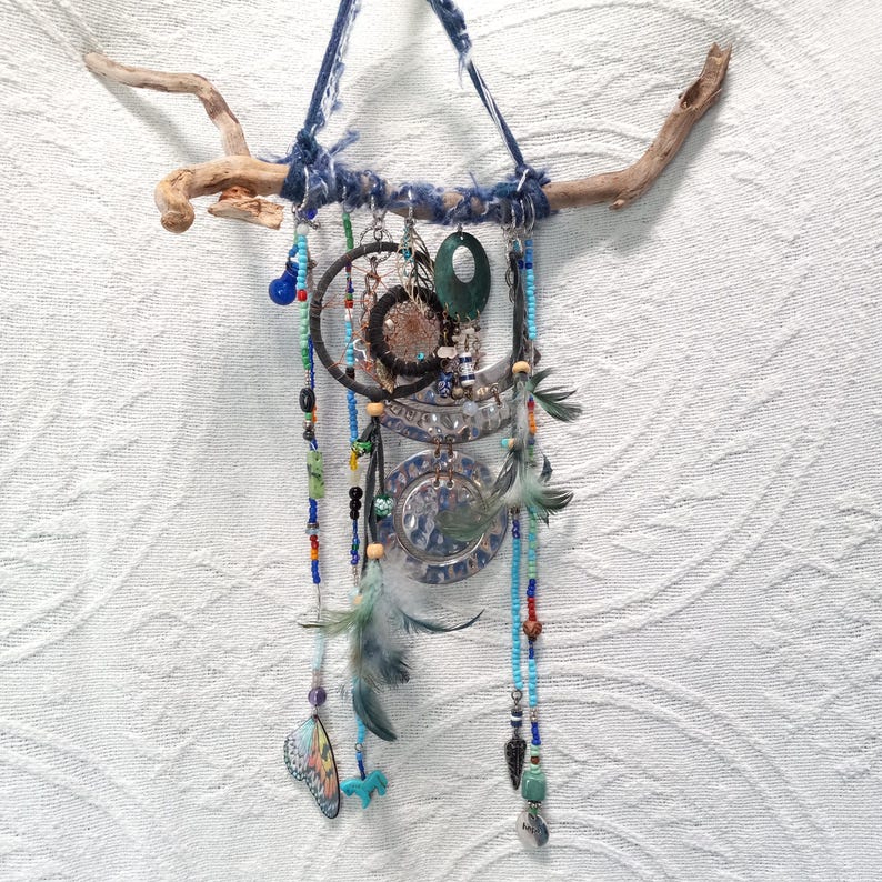 Dream Catcher Wind Chime With Feathers Beads. Native American Indian ...