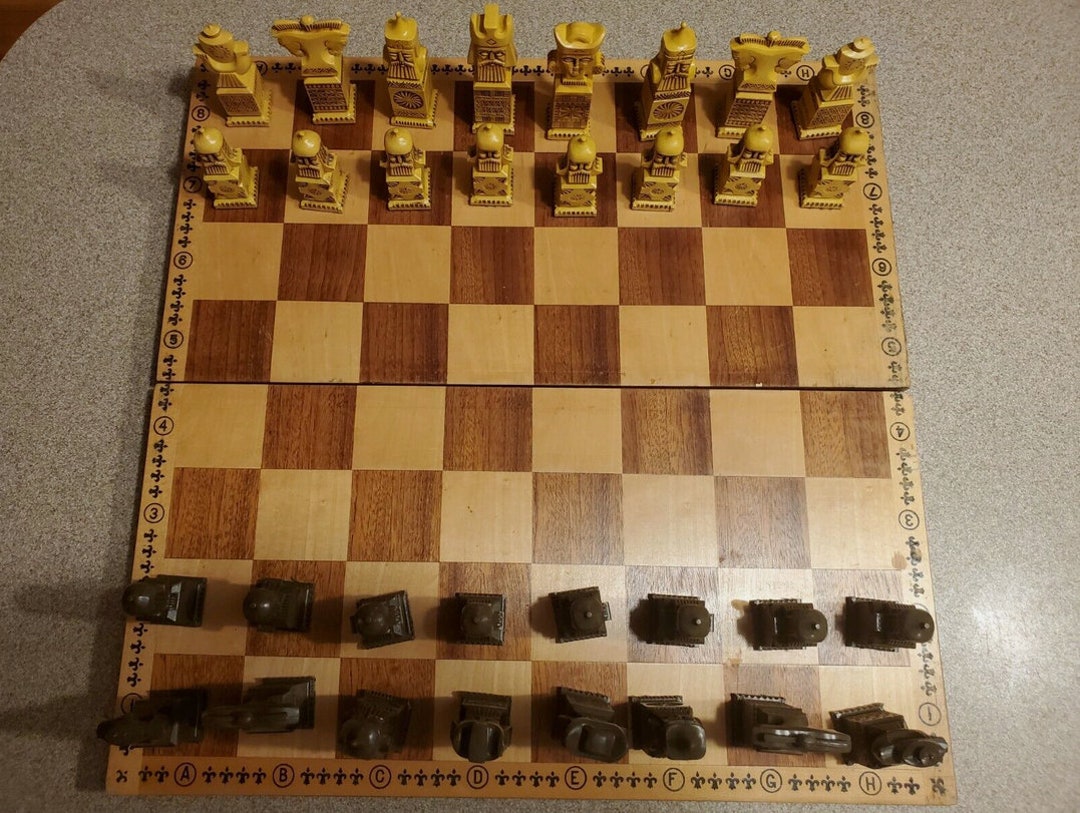 Vintage Wooden Chess Set - Etsy