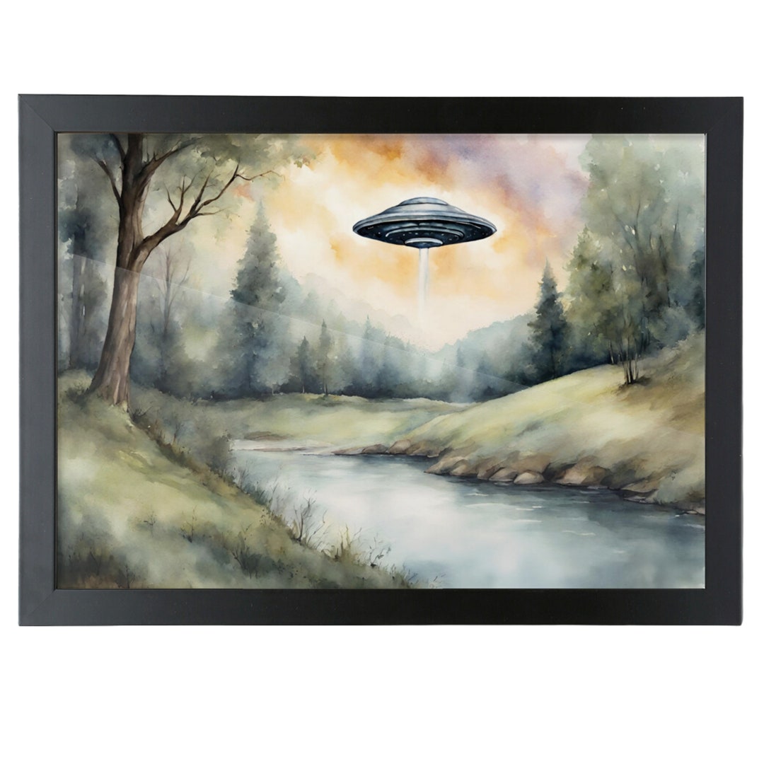 UFO Art Print, Alien Abduction, Wall Art Print Wooden Framed in A3 Size ...