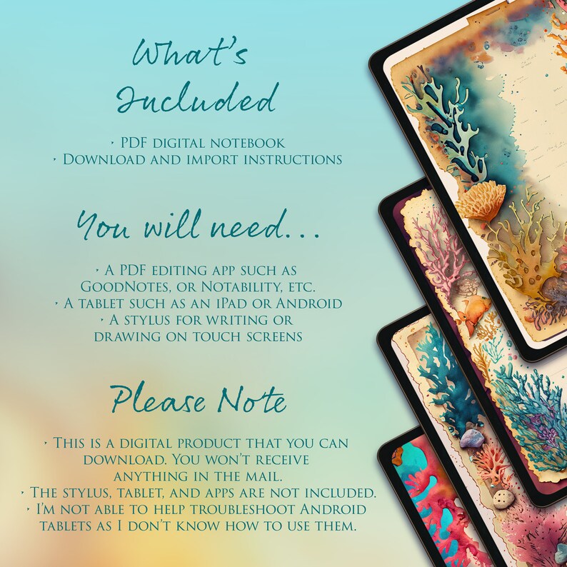 25 Pages - 3 Covers - Goodnotes Digital Notebook Journal - Coral Reef ...