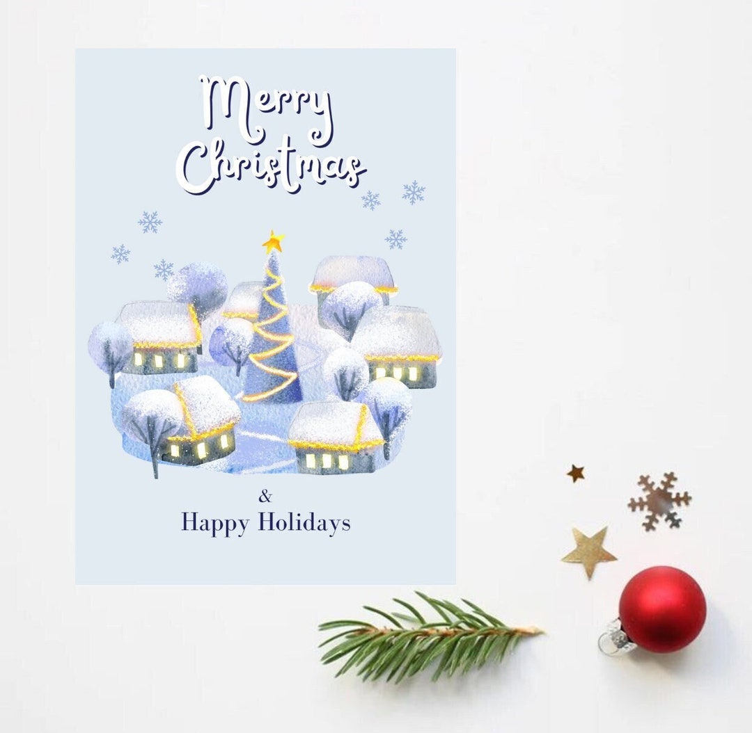Happy Christmas Digital Download Christmas Card, Town Christmas Card ...