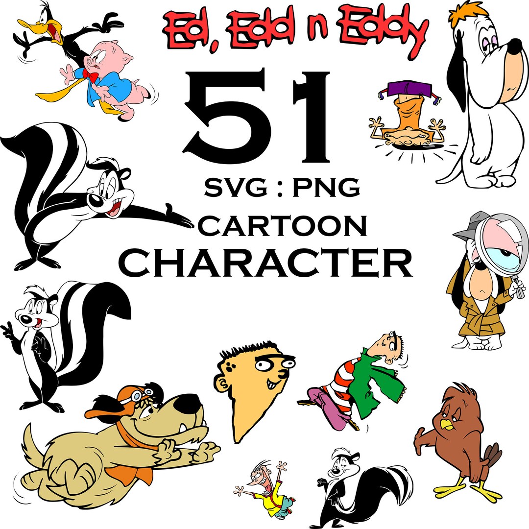 Cartoon Characters Digital Stickers Silhouette Cricut Cartoon Svg ...