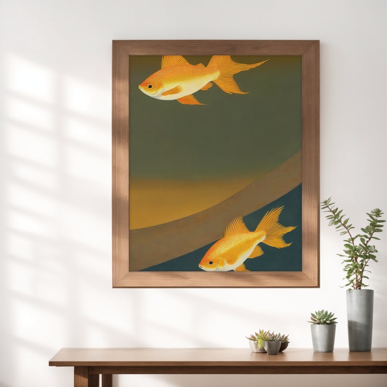 Golden Duo: "japanese Goldfish (1)" Traditional Art Print - Etsy
