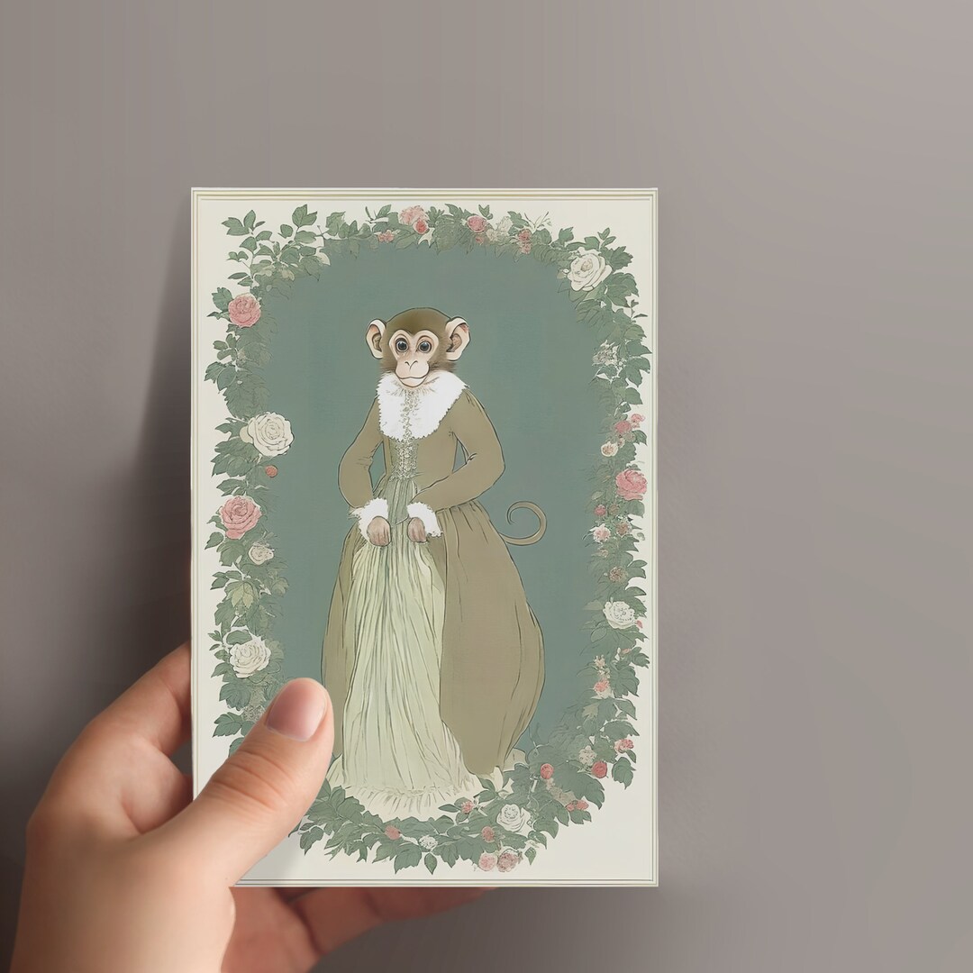 Vintage Victorian Illustration "lady Monkey (3)" Sophisticated Animal ...
