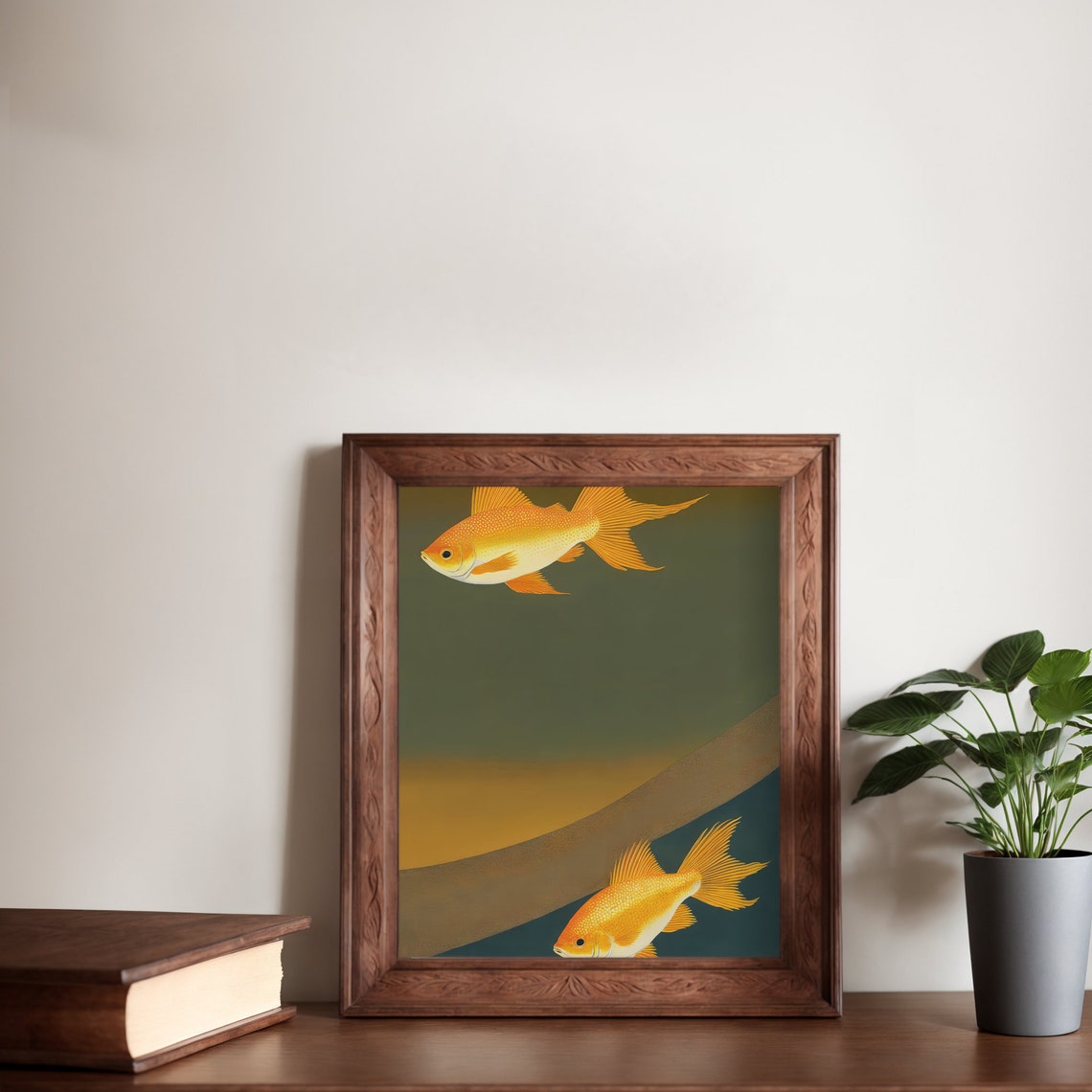 Golden Duo: "japanese Goldfish (1)" Traditional Art Print - Etsy