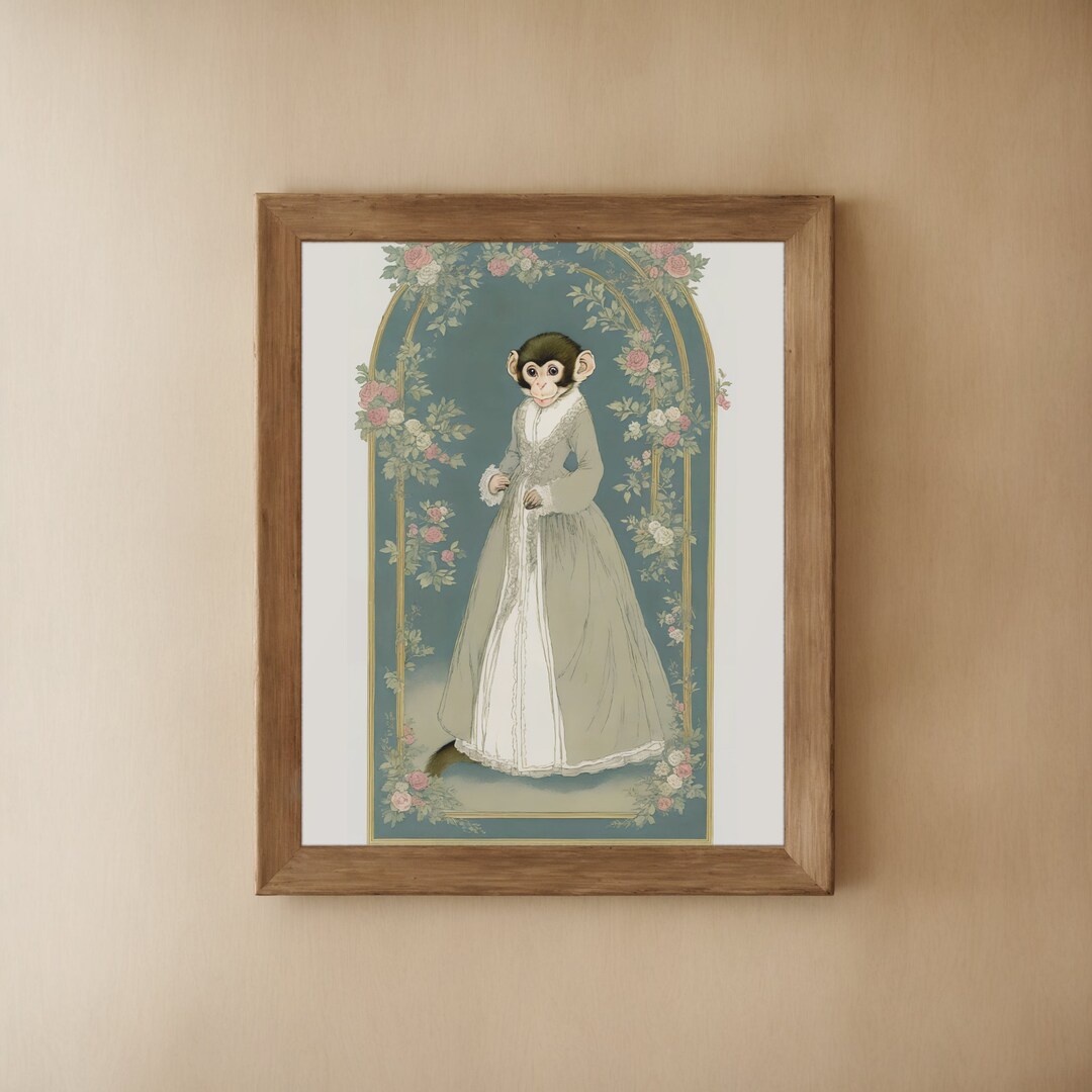 Vintage Victorian Illustration: "lady Monkey (4)" Whimsical Animal Wall ...