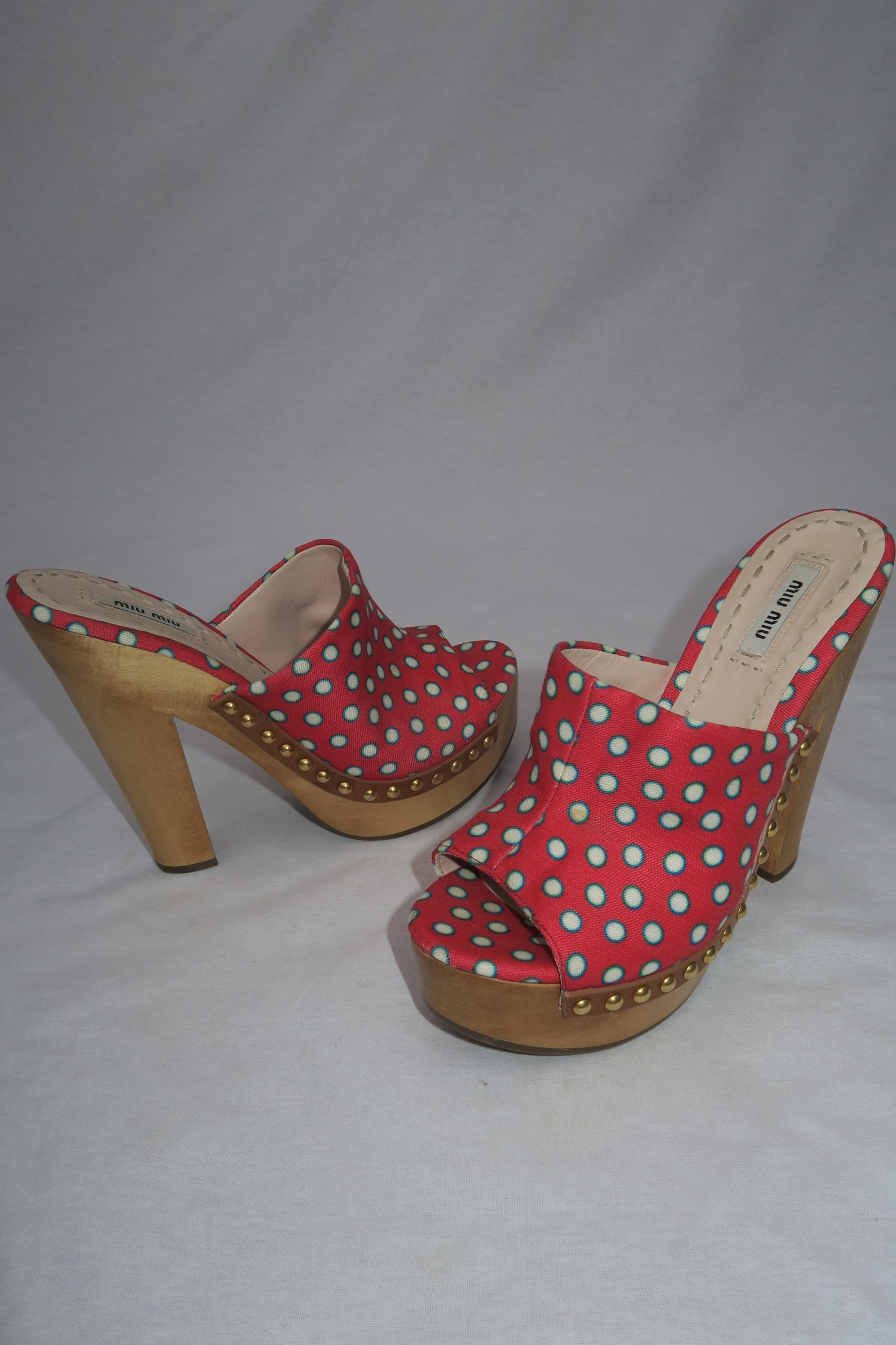 Miu Miu Polka Dot Platform Clog - Authentic Miu Miu Vintage Polka Dot ...