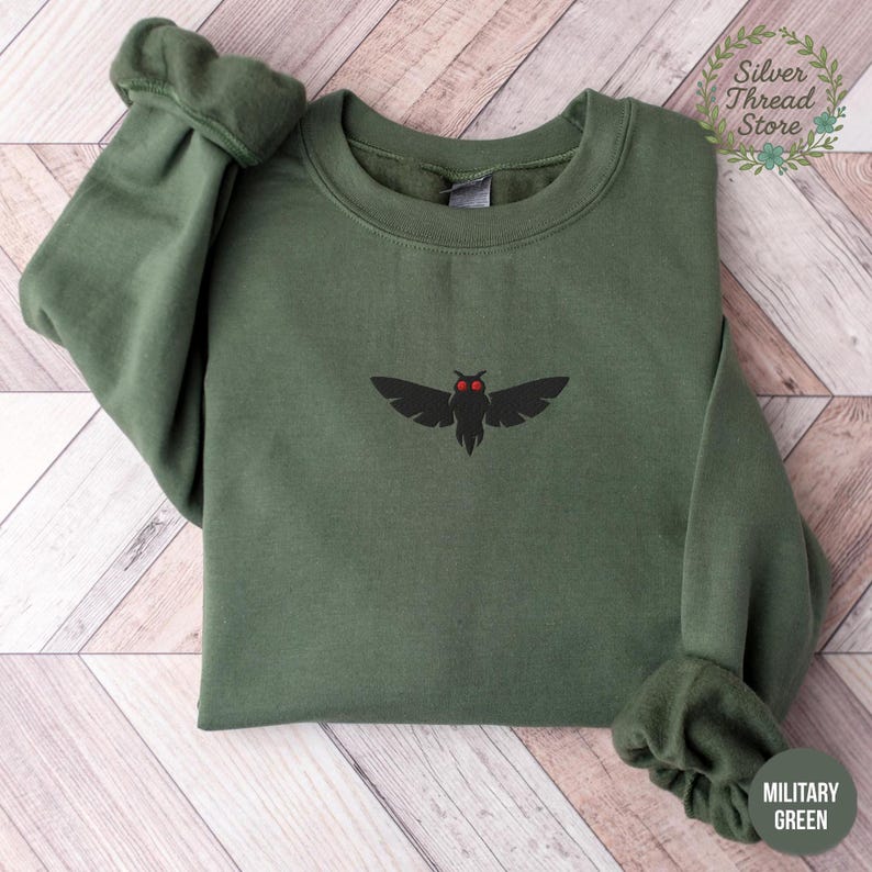 Mothman Embroidered Crewneck Unisex Sweatshirt, Mothman Fan Gift ...