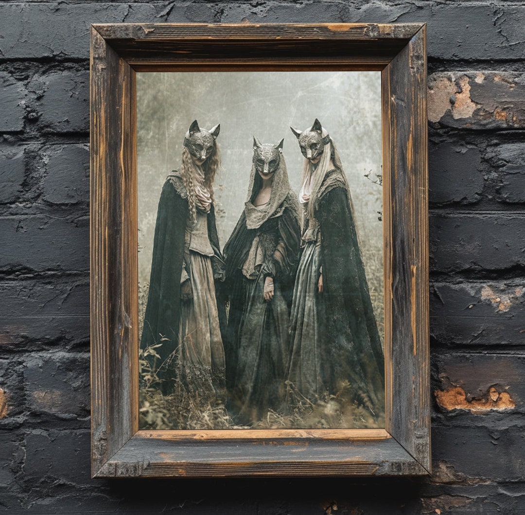 Cat Cult Victorian Wall Art Poster, Vintage Animal Gothic Wall Art ...