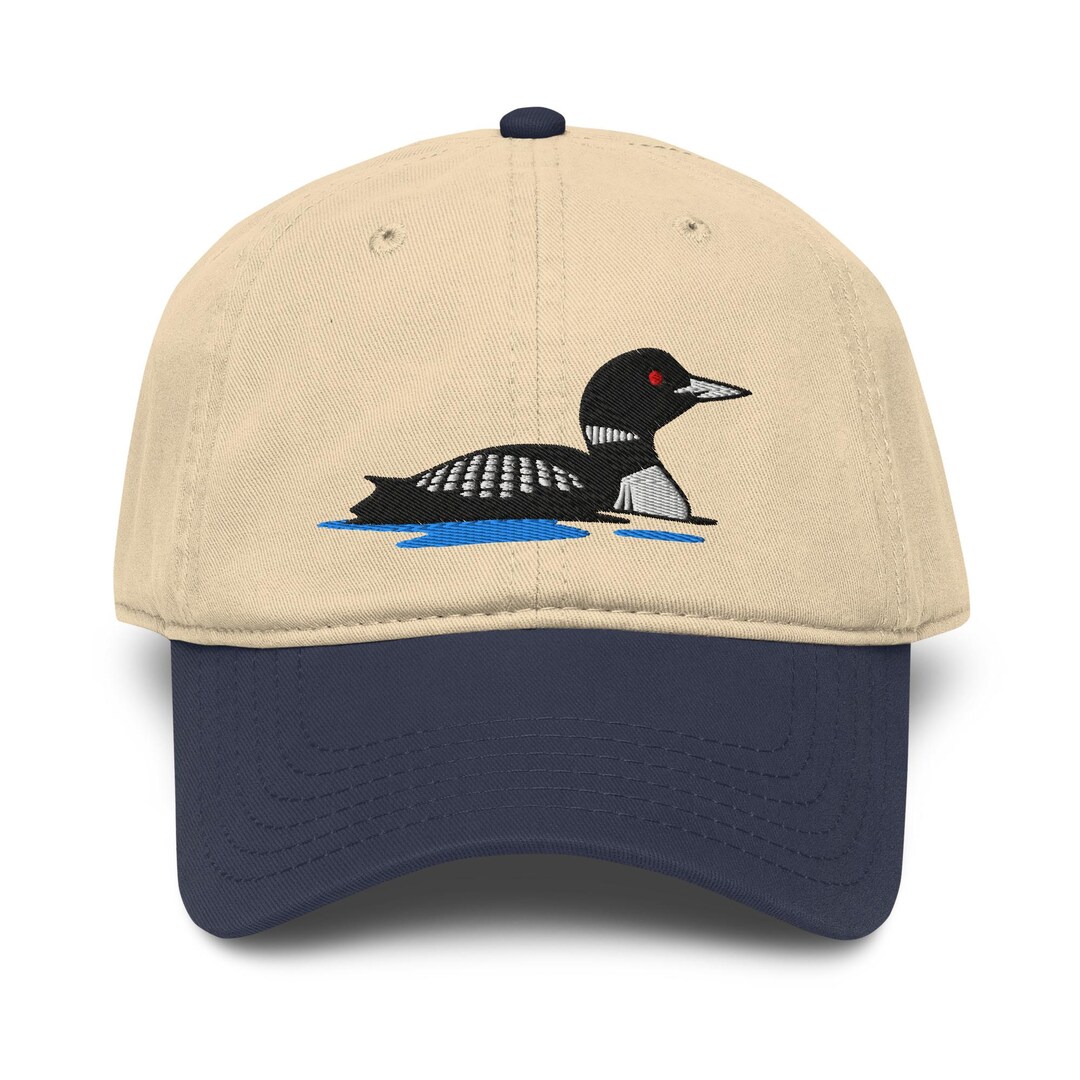 Loon Bird Embroidered Adjustable Garment Washed Baseball Cap, Wildlife ...