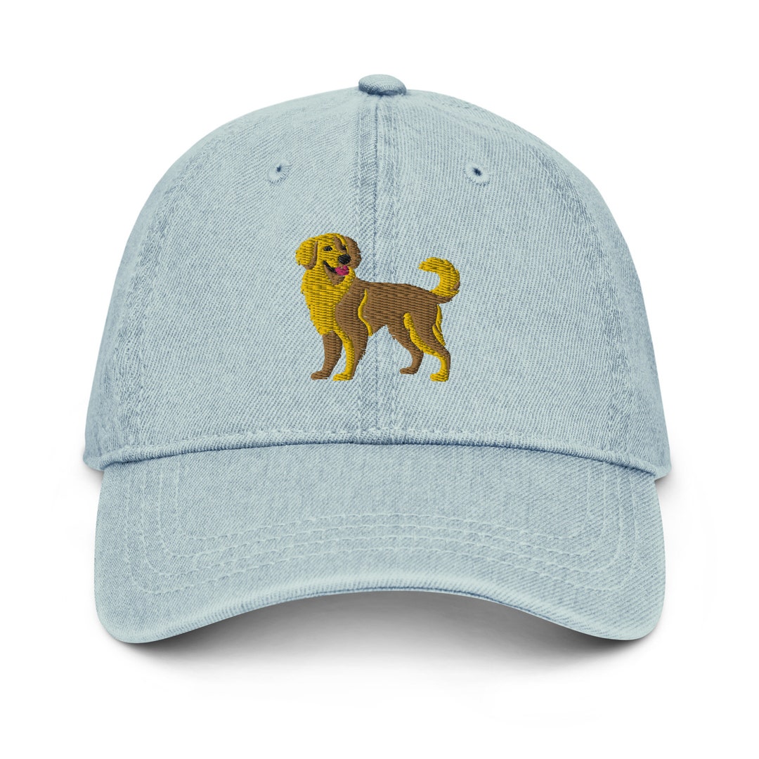 Golden Retriever Embroidered Adjustable Relaxed Fit Denim Hat, Golden ...