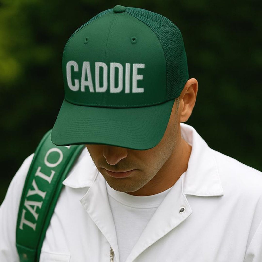 Caddie Embroidered Adjustable Mesh Snapback Hat, Green Caddie Hat ...