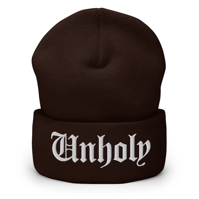 Unholy Embroidered Warm Cuffed Beanie Goth Beanie Adult Emo - Etsy