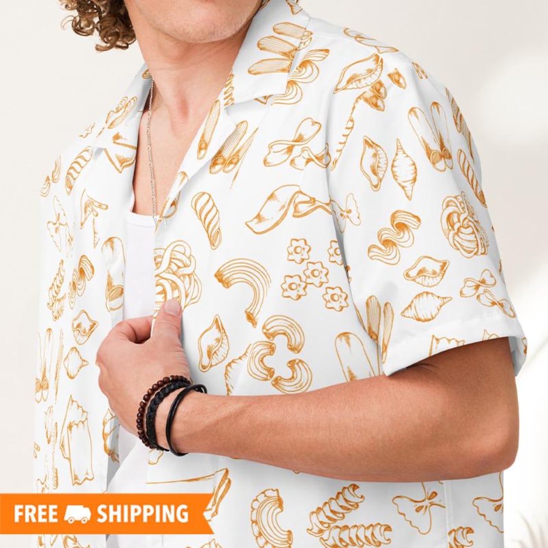 Pasta Pattern Lightweight Unisex Button Down Shirt, Pasta Shirt, Pasta ...