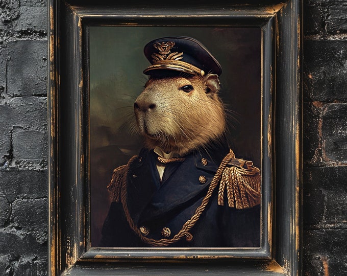 Gentleman Capybara - Victorian Artwork With Dark Floral Print ...