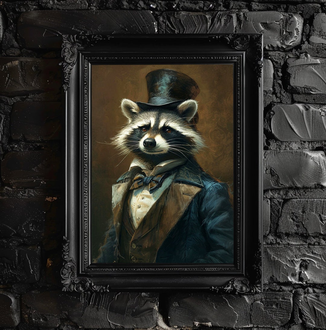 Mr Raccoon Victorian Wall Art Poster, Vintage Animal Wall Art, Bookish ...
