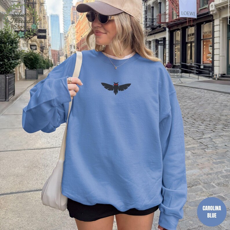 Mothman Embroidered Crewneck Unisex Sweatshirt, Mothman Fan Gift ...