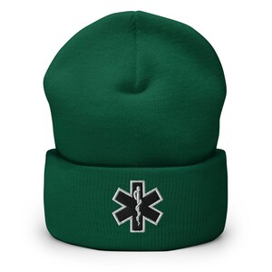 EMT Black Symbol Embroidered Warm Winter Cuffed Beanie, Emergency ...