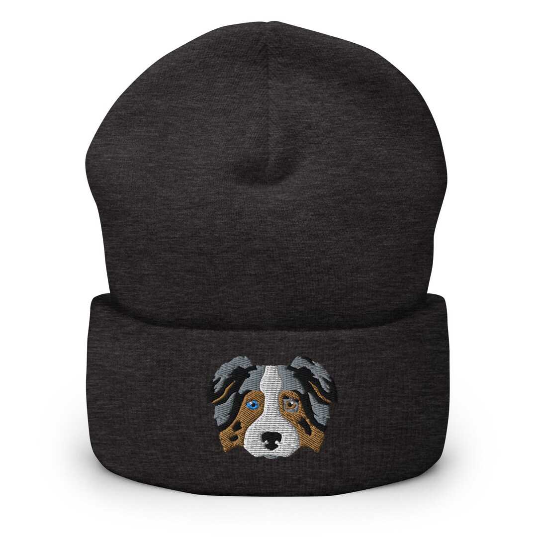 Merle Australian Shepherd Dog Embroidered Cuffed Beanie, Aussie ...