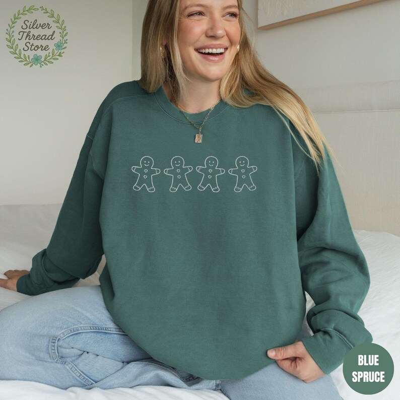 Embroidered Gingerbread Men Comfort Colors® Sweatshirt, Christmas ...