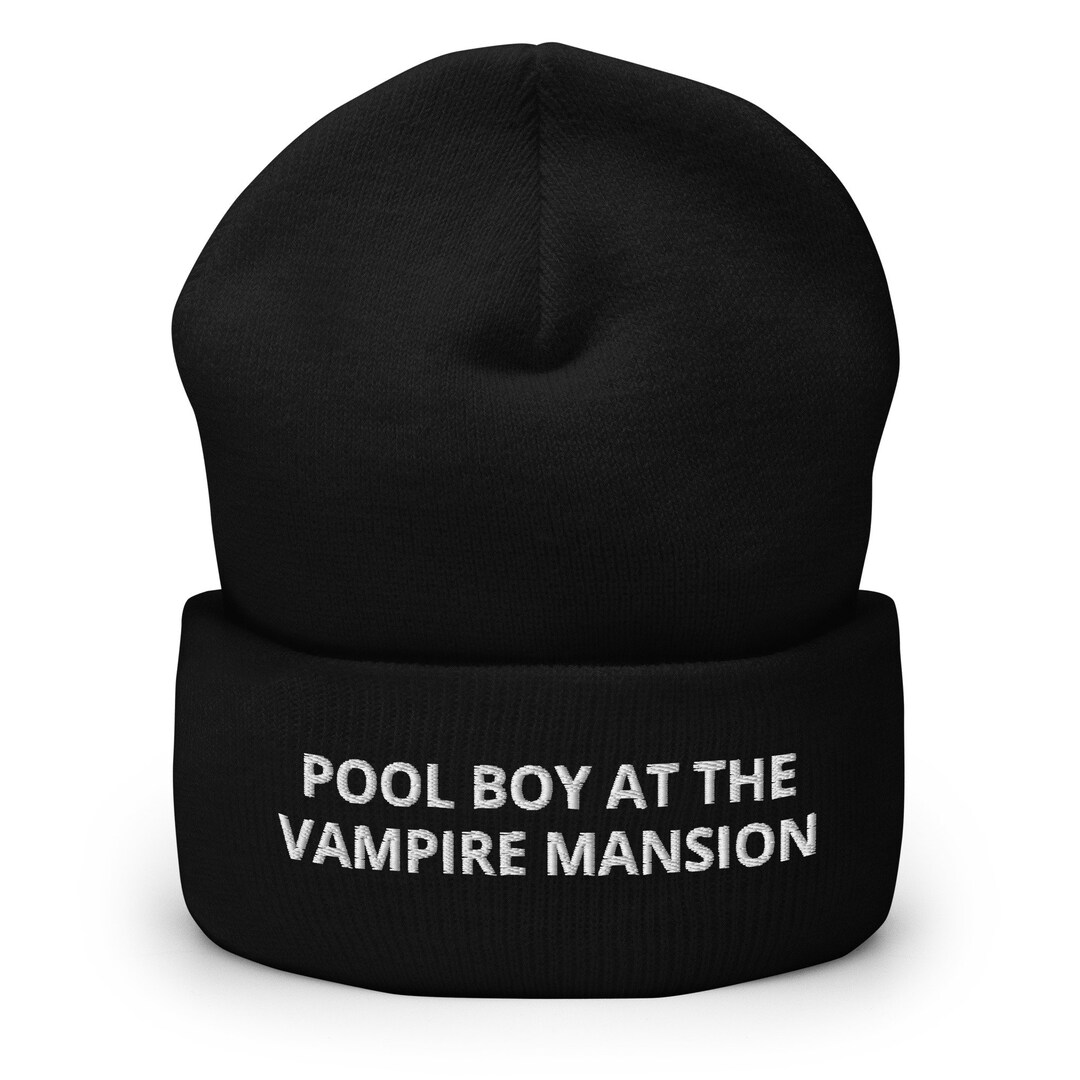 Pool Boy at the Vampire Mansion Embroidered Warm Winter Cuffed Beanie ...