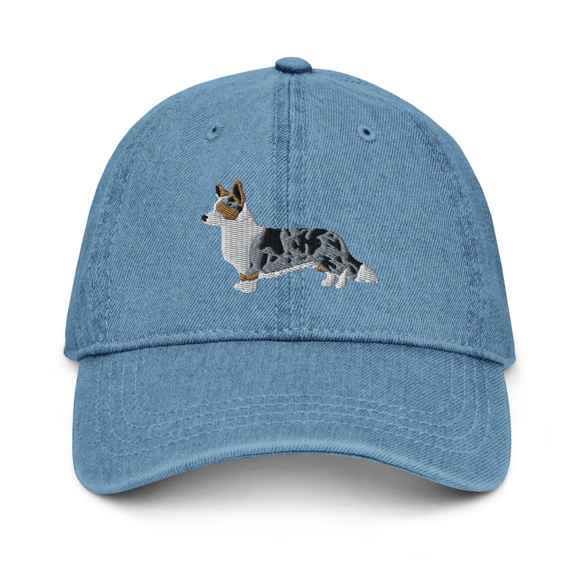 Blue Merle Cardigan Welsh Corgi Embroidered Denim Dad Hat - Etsy