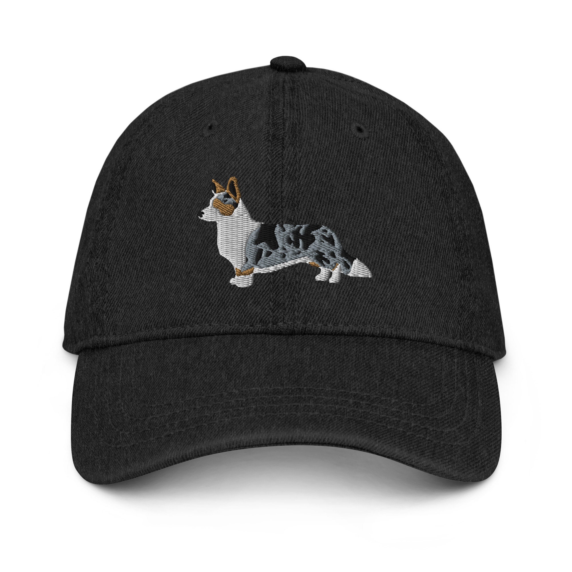 Blue Merle Cardigan Welsh Corgi Embroidered Denim Dad Hat, Corgi Dog ...